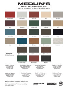 Color Chart – Medlin’s Metal Roofing